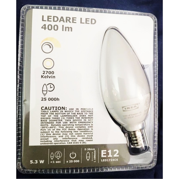 IKEA | Other | Ikea Ledare Led Light Bulb E2 40 Lumens Dimmable ...